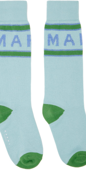 Marni - Blue Mohair Logo Socks