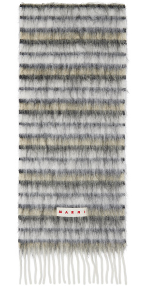 Marni - White Striped Wool & Mohair Scarf