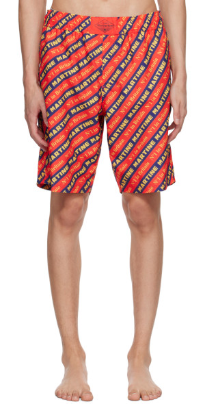 Martine Rose - Red Striped Swim Shorts