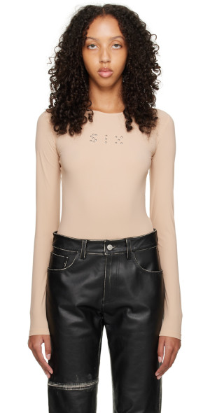 MM6 Maison Margiela - Beige Studded Six Bodysuit
