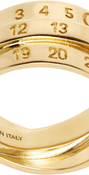 MM6 Maison Margiela - Gold Triple Logo Numeric Signature Ring