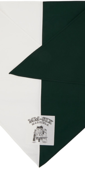 MM6 Maison Margiela - Off-White & Green Contrast Foulard Scarf
