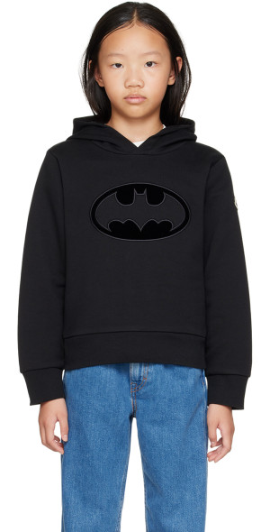 Moncler Enfant - Kids Black Flocked Batman Logo Hoodie