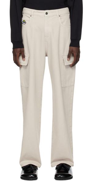 MSGM - Beige Patch Denim Cargo Pants