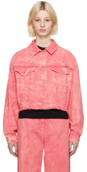 MSGM - Pink Cropped Denim Jacket