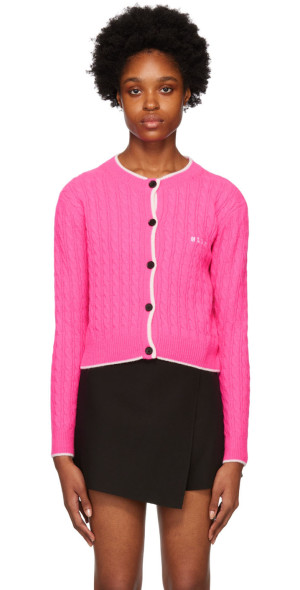 MSGM - Pink Embroidered Cardigan