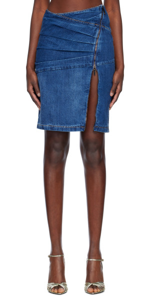 Nensi Dojaka - Blue Livia Asymmetric Zip Denim Midi Skirt