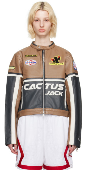 Nike Jordan - Brown & Black Travis Scott Edition Leather Jacket