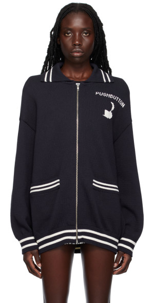 Pushbutton - Navy Intarsia Jacket