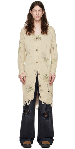 R13 - Beige Distressed Cardigan