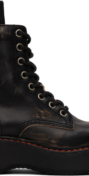 R13 - Black Single Stack Lace-Up Boots