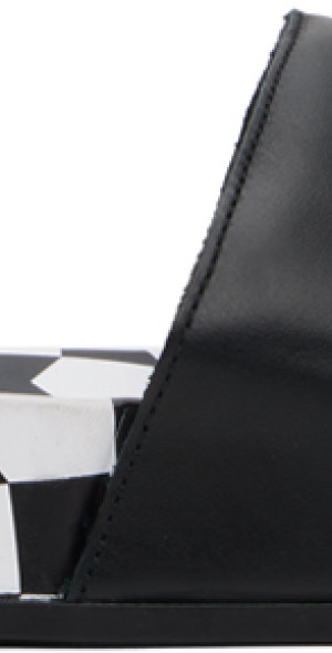 Rhude - Black Checkered Leather Slides