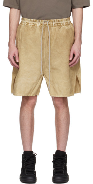 Rick Owens DRKSHDW - Beige Hollywood Long Boxers Butt Zipp Shorts