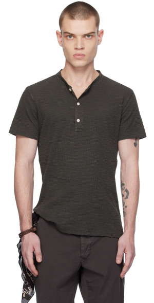 RRL - Black Three-Button Henley