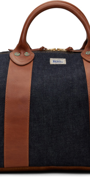 RRL - Indigo Leather-Trim Duffle Bag