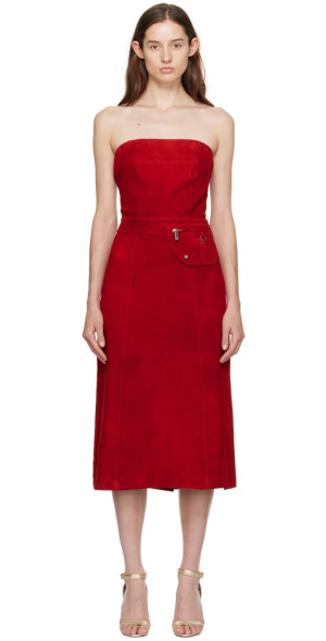 Saks Potts - Red Ira Leather Midi Dress