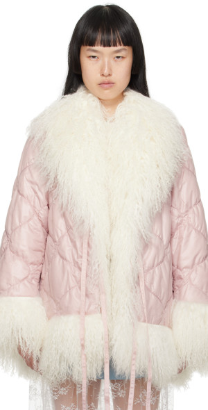Sandy Liang - Pink Kristoff Shearling Coat