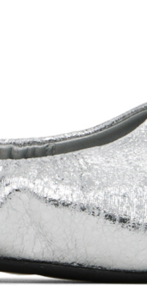 SIMONMILLER - Silver Crinkle Metallic Riad Ballerina Flats
