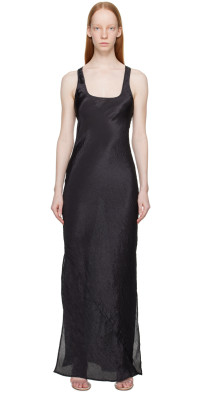 SIR - Danseurs Lace Trim Silk Satin Maxi Slipdress in Bleue at Nordstrom