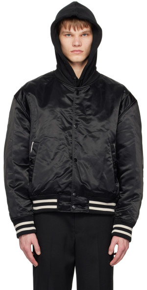 Solid Homme - Black Varsity Bomber Jacket