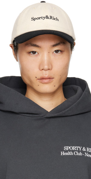 Sporty & Rich - Off-White & Black Serif Logo Cap