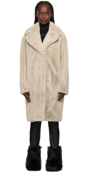 Stand Studio - Gray Camille Cocoon Faux-Fur Coat