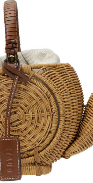 Staud - Beige Escargot Wicker Basket Bag