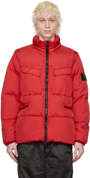 Stone Island - Red Garment-Dyed Down Jacket