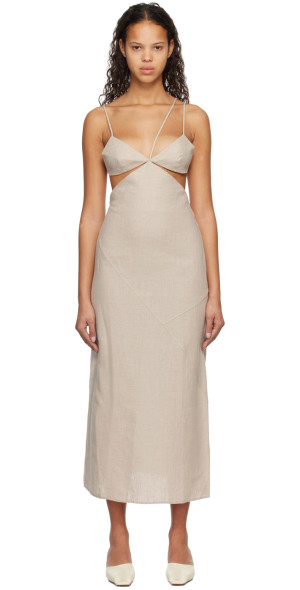 Subtle Le Nguyen - Beige Cutout Maxi Dress
