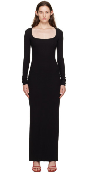 ÉTERNE - Black Square Neck Maxi Dress