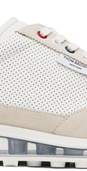Thom Browne - White & Beige Tech Runner Sneakers