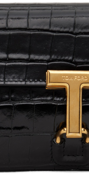 TOM FORD - Black Mini Stamped Croc Bag