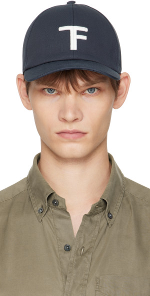 TOM FORD - Navy Canvas & Smooth Leather Cap