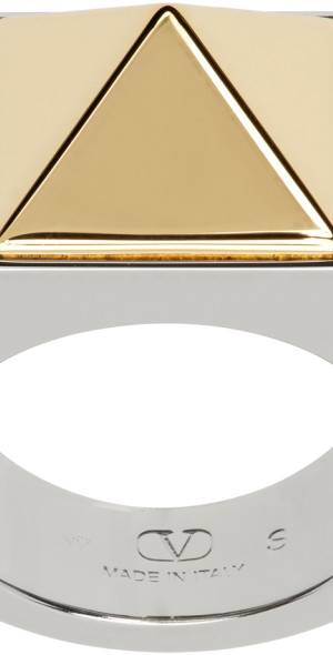 Valentino Garavani - Silver & Gold Pyramid Stud Ring