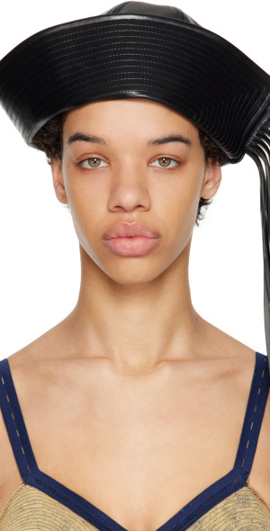 VAQUERA - Black Faux-Leather Sailor Hat
