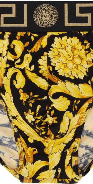 Versace Underwear - Black & Gold Barocco Briefs