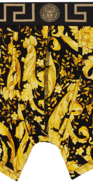 Versace Underwear - Black & Gold Barocco Long Boxers