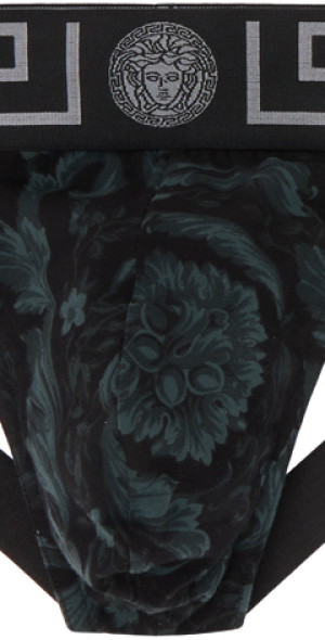 Versace Underwear - Black & Gray Barocco Jockstrap