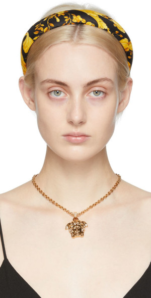 Versace - Black & Gold Silk Barocco Headband