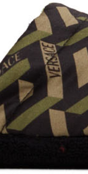 Versace - Black & Khaki La Greca Slippers