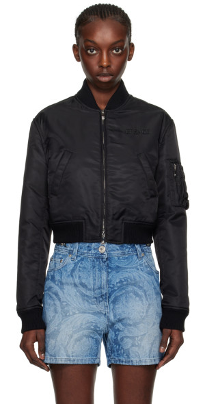 Versace - Black Cropped Bomber Jacket