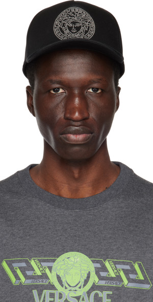 Versace - Black Studded Medusa Cap