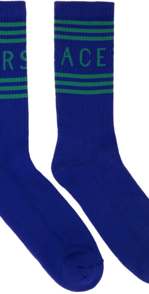 Versace - Blue & Green Vintage Logo Socks