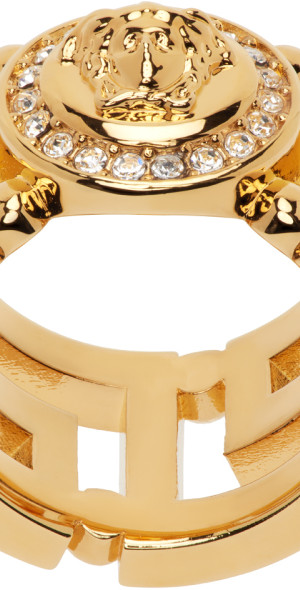 Versace - Gold Crystal Medusa Greca Ring