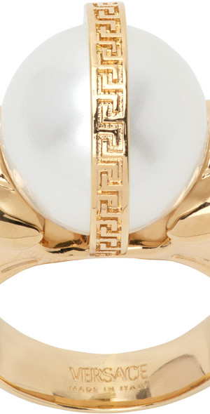 Versace - Gold Pearl Medusa Greca Ring