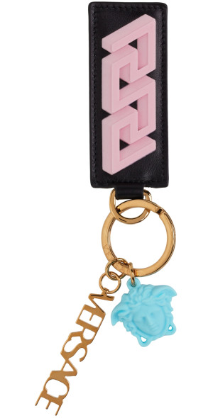 Versace - Pink & Black 'La Greca' Keychain