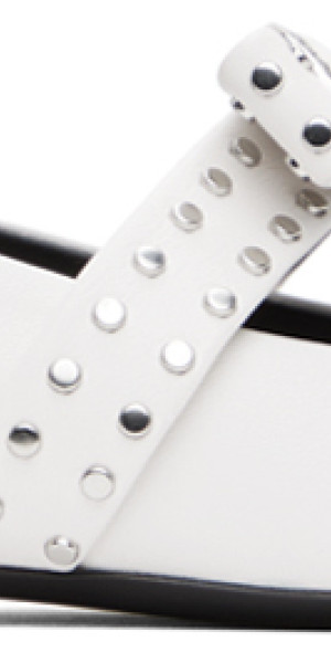 Versace - White Gianni Ribbon Studded Ballerina Flats