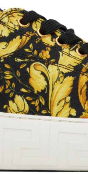 Versace - Yellow & Black Barocco Sneakers