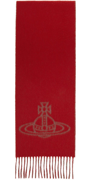 Vivienne Westwood - Red & Gray Double Face Single Orb Scarf