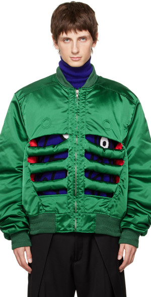 Walter Van Beirendonck - Green Skeleton Bomber Jacket